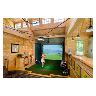 Pool and Guest House with Golf Simulator - Rustic - Swimming Pool & Hot ...