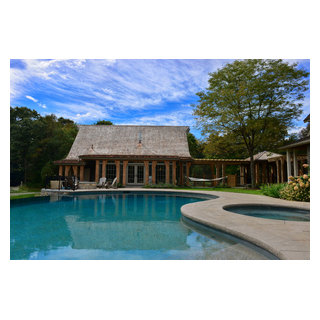 Pool and Guest House with Golf Simulator - Rustic - Swimming Pool & Hot ...