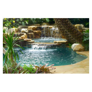 pool waterfall in South Florida - Tropical - Pool - Miami - by Matthew ...