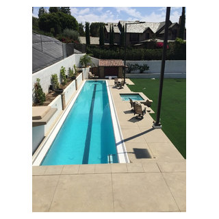Lap pool with bathroom/shower structure - Traditional - Pool - Phoenix ...