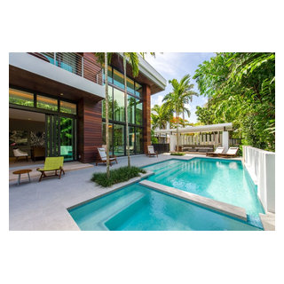 Poolside Patio Sliding Glass Doors - Tropical - Pool - Miami - by ...