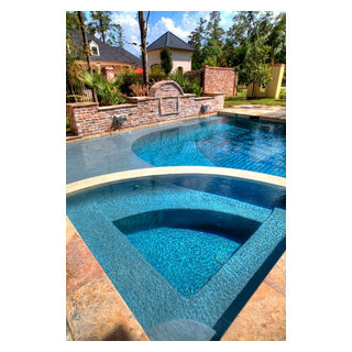 Rectangular Pool 3 - disappearing fountain and pergola - Traditional ...