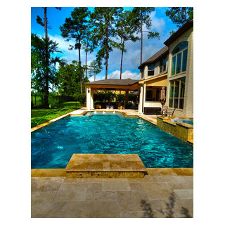Rectangular Pool 5 with Pencil Jets and Covered Patio - Contemporary ...