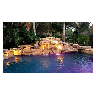 RicoRock 4' Double Swimming Pool Waterfall - Rustic - Pool - Orlando ...