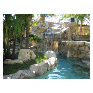 Rock Pool with Lazy River - Tropical Garden Style - Tropical - Pool ...