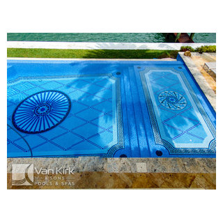 Roman Geometric Pool With Infinity Edge and Custom Tile in Miami Beach ...