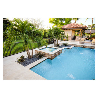 Roman/Geometric Pool with Spa & Water Features Including Sun Shelf in ...