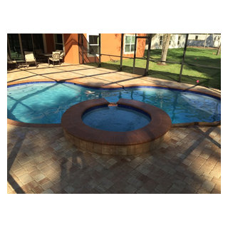 Round Spa with stone spillway - Contemporary - Pool - Jacksonville - by ...