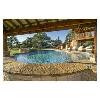 Ruby Ranch Pool w/Waterslide (Cedar) - Rustic - Pool - Austin - by ...