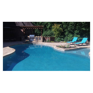 Satin Matrix Aqua Blue with a Primera Stone Spa - Contemporary - Pool ...