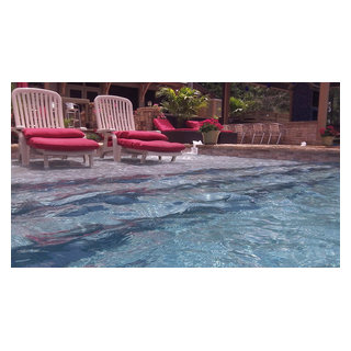 Satin Matrix Aqua Blue with Ocean Bead Glass - Beach Style - Pool ...