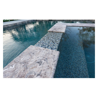 Spa Spillover with Tiles and Travertine - Contemporary - Pools & Hot ...
