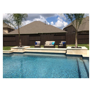 Spring Area Geometric Pool with FireWall & WaterFeature Planters ...