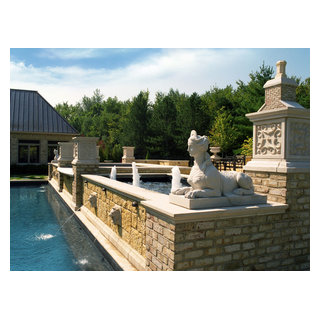 St. Charles Pool & Spa with Statuary and Fountain - Traditional - Pool ...