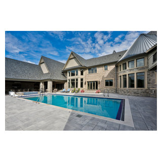 St. Charles Swimming Pool and Hot Tub with Floating Steps - Traditional ...