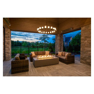 St. Charles Swimming Pool and Hot Tub with Floating Steps - Traditional ...