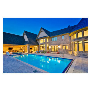 St. Charles Swimming Pool and Hot Tub with Floating Steps - Traditional ...