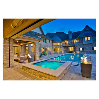 St. Charles Swimming Pool and Hot Tub with Floating Steps - Traditional ...