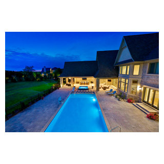 St. Charles Swimming Pool and Hot Tub with Floating Steps - Traditional ...