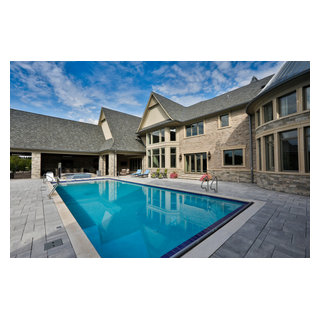 St. Charles Swimming Pool and Hot Tub with Floating Steps - Traditional ...