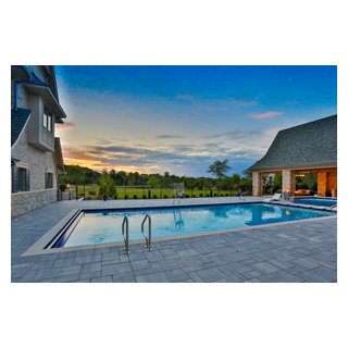 St. Charles Swimming Pool and Hot Tub with Floating Steps - Traditional ...