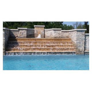 Stepped Stone Waterfall W/ Colored Led Fountain - Traditional - Pool ...