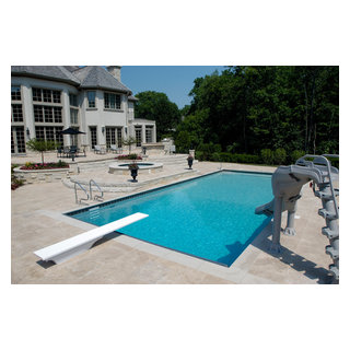 Swimming Pool with Separate Elevated Hot Tub - Traditional - Pool ...