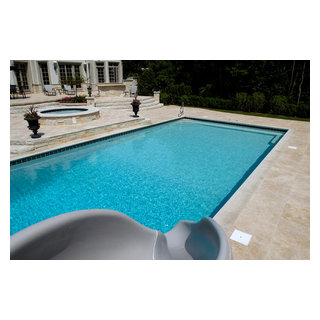 Swimming Pool with Separate Elevated Hot Tub - Traditional - Pool ...