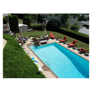 Synthetic grass on steep slope and around pool - Minimalistisch - Pools ...
