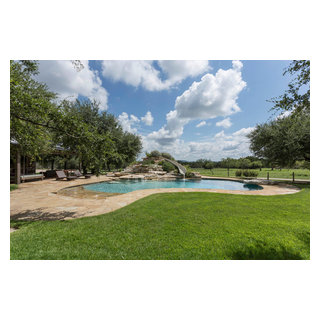 Texas Hill Country Ranch Pool with Water Slide - Swimming Pool & Hot ...