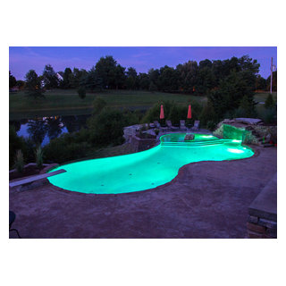 Union City, TN Freeform with Beach Entry and Grotto - Tropical - Pool ...