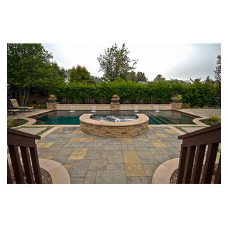 Raised Stone Spa w/ Infinity Edge - Transitional - Pool - Orange County ...