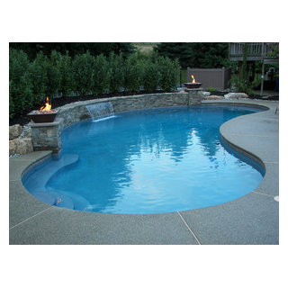 Weisenberg Township pool with sheer descent waterfall - Traditional ...