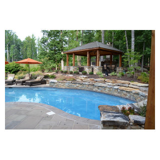 Western Red Cedar Pool Pavilion and Fireplace - Rustic - Pool - DC ...