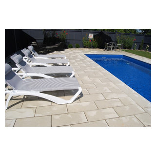 White Deck Pavers and Square Edge Pool Coping - Traditional - Pool ...