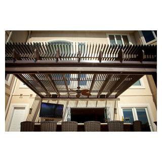 Attached Louvered Roof All louvers open - Mediterranean - Porch ...