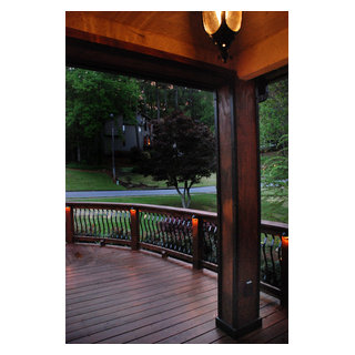 Curved Railing Front Porch - Rustic - Porch - Atlanta - by Victor Smith ...