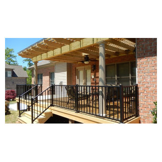 Powder Coated Black Aluminum Railing on Deck with Pergola - Traditional ...