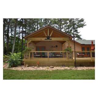 Raleigh Rustic Porch With Stone Accents, Decorative Brackets and Rain ...