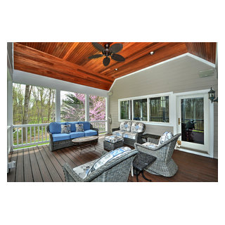 Screened in Porch with Mahogany Ceiling and Door - Traditional - Porch ...