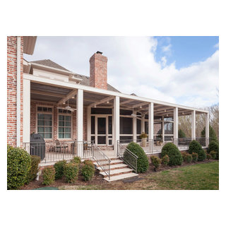 Screened porch addition & arbor with slanted louvers in Nashville's ...