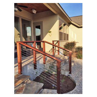 Spring Branch, TX: Ipe Railing Lining Stairs to Pool Area - Tropical ...