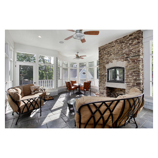Stone and Shingle Estate hearth room - Traditional - Porch - Chicago ...