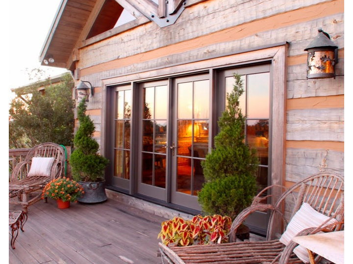 Ideas for a sizable, rustic back porch renovation with decking ...