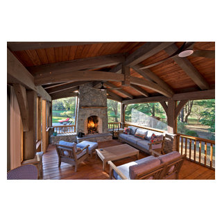 Timber Frame Potomac Screen Porch - Rustic - Veranda - DC Metro - by ...