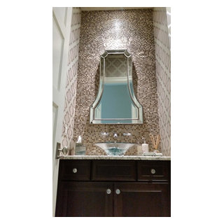 Bloomfield Hills Powder Room Wallpaper - Transitional - Cloakroom ...