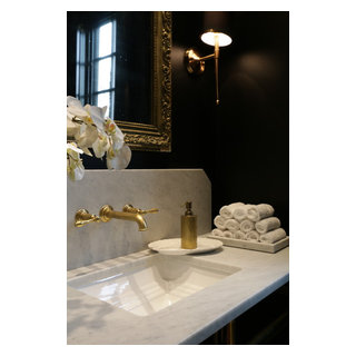 Dramatic hotel inspired powder room - Transitional - Powder Room ...