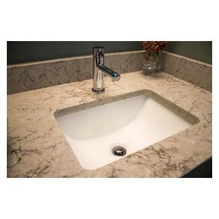 Half Bath with Medallion Maple Caraway Vanity and Eternia Quartz ...
