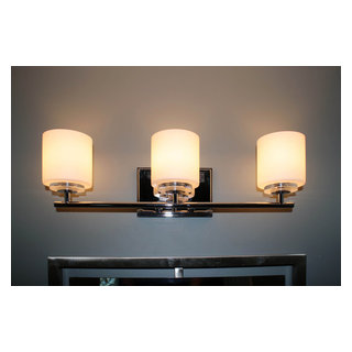 Half Bath with Medallion Maple Caraway Vanity and Eternia Quartz ...