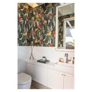 Island style Pool bar + Powder room - Beach Style - Powder Room ...